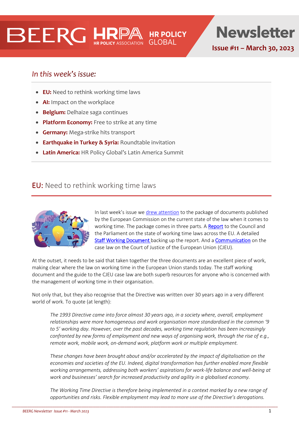 BEERG Newsletter - AI: Impact on the workplace - CHRO Association